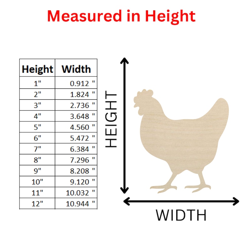 Unfinished Wooden Hen Shape | Farm Hen Chicken Wood Cutout | Laser Cut ...