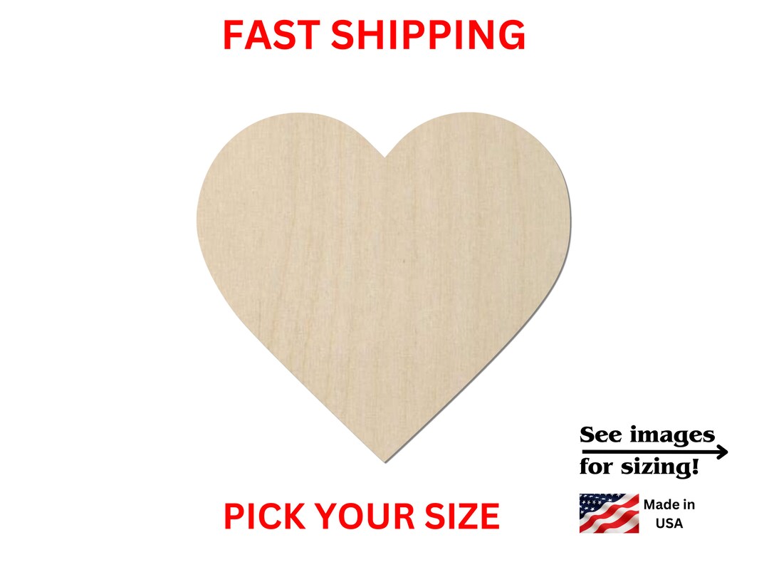 Unfinished Wooden Heart Shape | Valentines - Love | Heart Blank Cutout ...