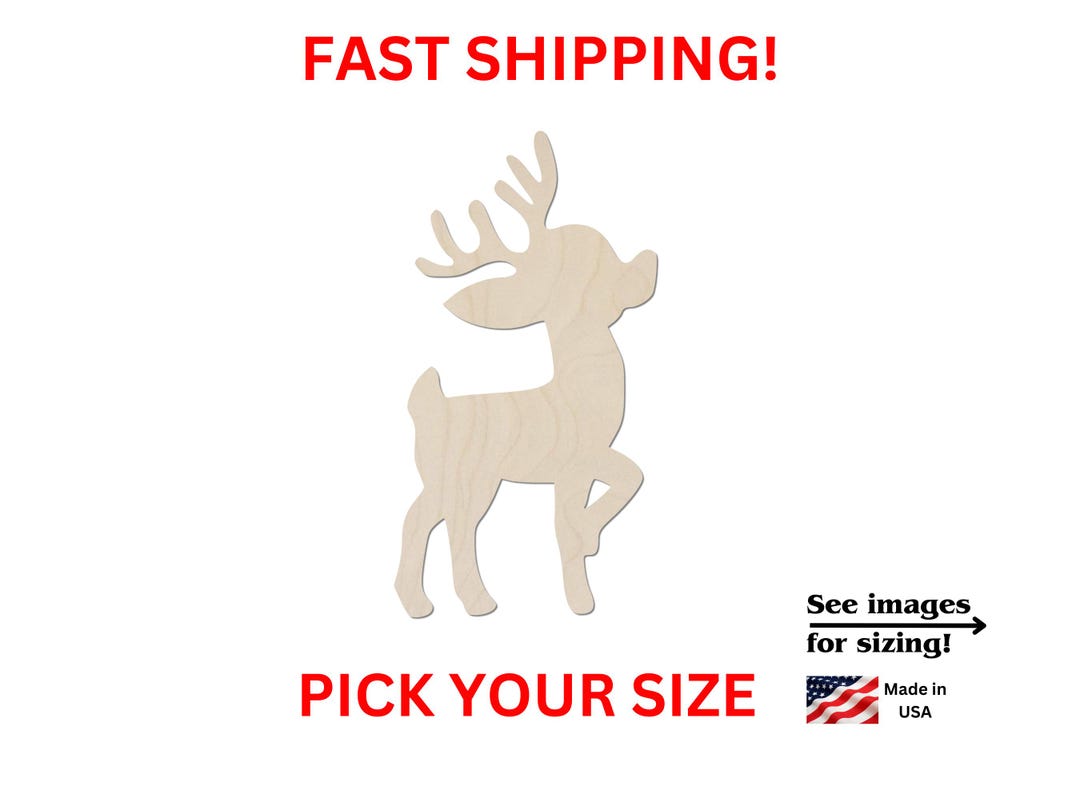 Unfinished Wooden Reindeer Shape 03 | Reindeer Wooden Cutout Shape ...