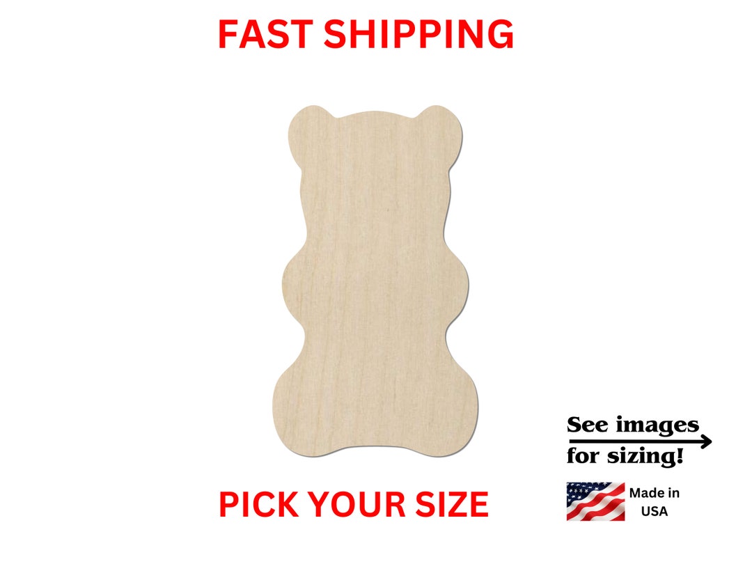 Unfinished Wooden Gummy Bear Shape | Gummy Bear Wood Cutout Shape ...