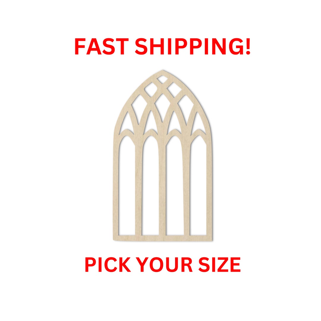 Unfinished Wooden Cathedral Window Shape Church Window Blank Cutout ...