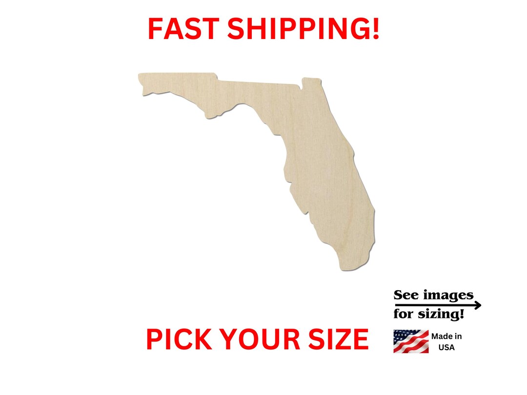 Unfinished Wooden Florida State Shape | USA State Cutout | Crafting ...
