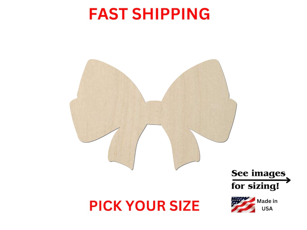 Unfinished Wooden Bow Shape 01 | Bow Wood Cutout Shape | Laser Cut ...
