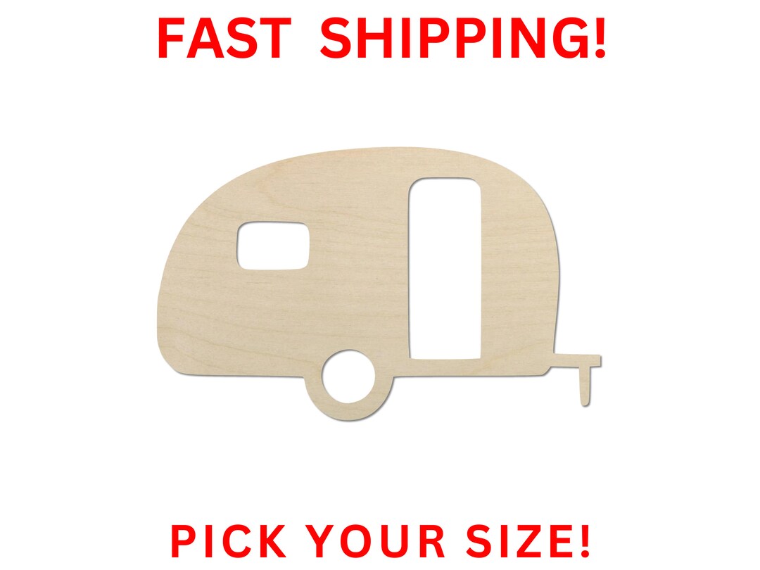 Unfinished Wooden RV Camper Shape | Camping RV Cut Out | Craft Supplies ...