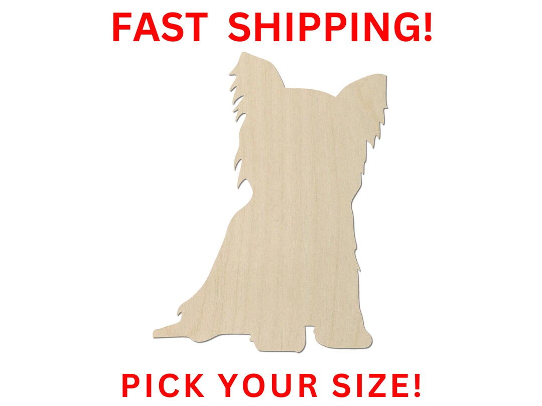 Unfinished Wooden Yorkshire Dog Shape | Standing Yorkie Dog Cutout ...