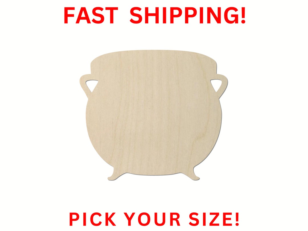 Unfinished Wooden Witch Cauldron Shape 01 | Iron Pot Wood Cutout Shape ...