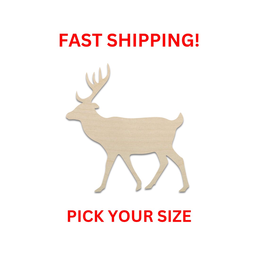 Unfinished Wooden Deer Shape | Deer Wood Cutout Shape | Laser Cut ...
