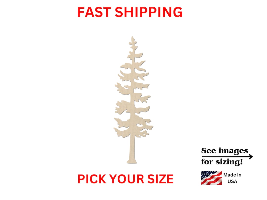 Unfinished Wooden Pine Tree Shape | Pine Tree Wood Cutout Shape | Laser ...