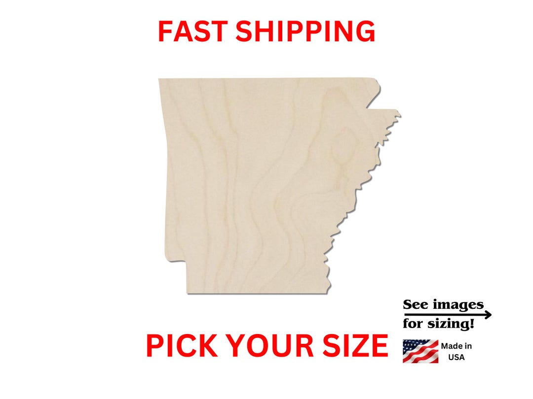 Unfinished Wooden Arkansas State Shape | USA State Cutout | Crafting ...