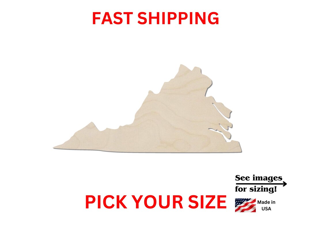 Unfinished Wooden Virginia State Shape | USA State Cutout | Crafting ...