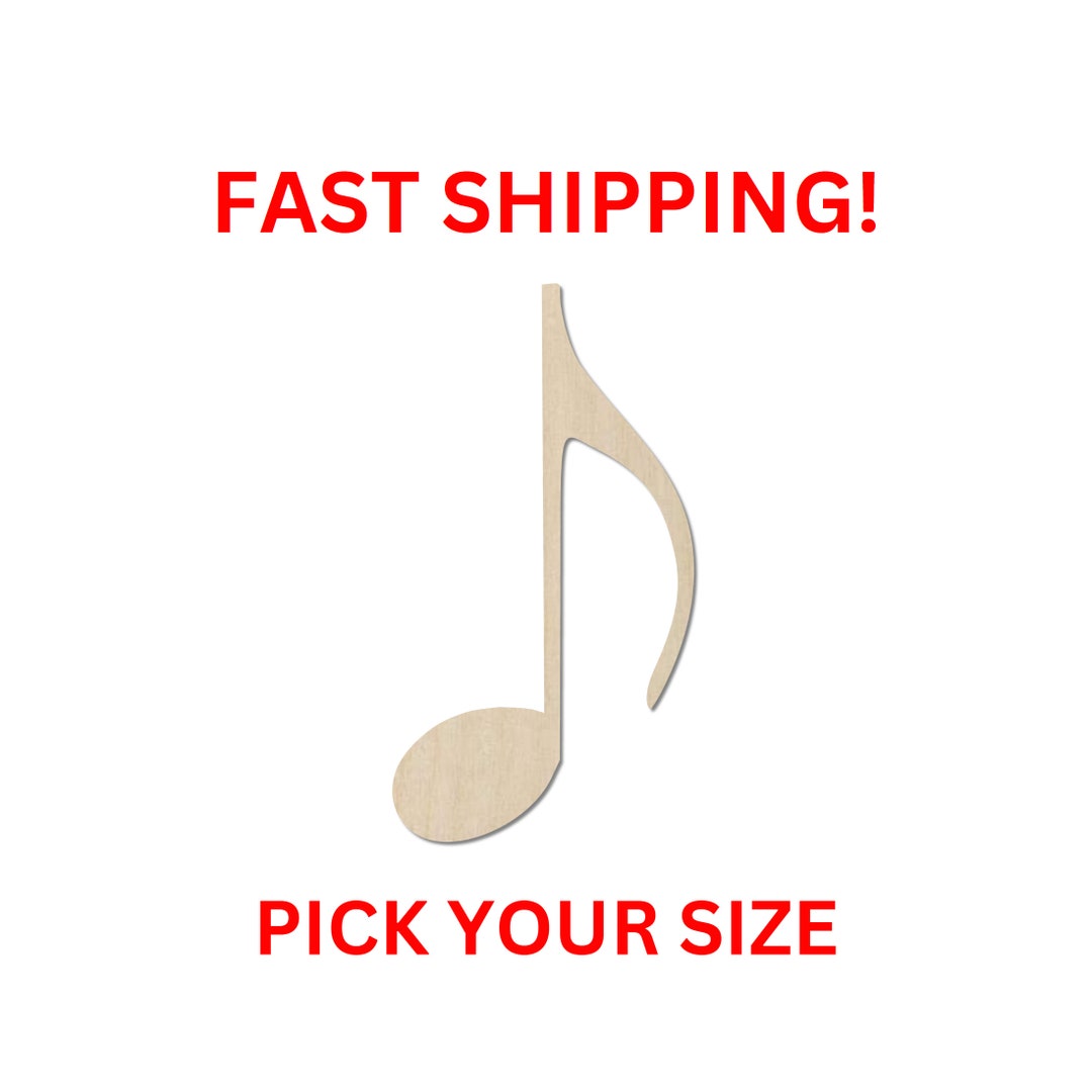 Unfinished Wooden Quarter Note Shape | Wood Music Note Cutout | Craft ...