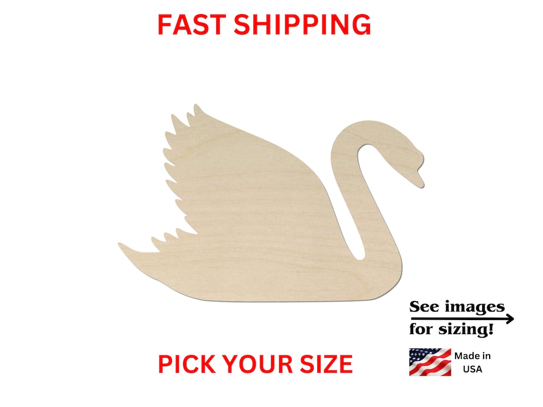 Unfinished Wooden Swan Shape | Swan Wood Cutout Shape | Laser Cut ...