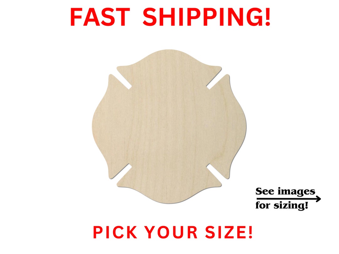 Unfinished Wooden Fireman Badge Shape | Fire Badge Cutout | Craft ...