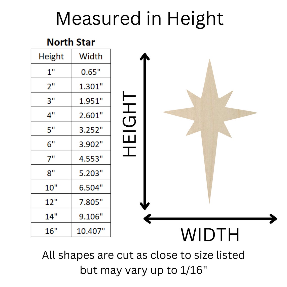 Unfinished Wooden North Star Wood Blank Cutout DIY Craft - Etsy