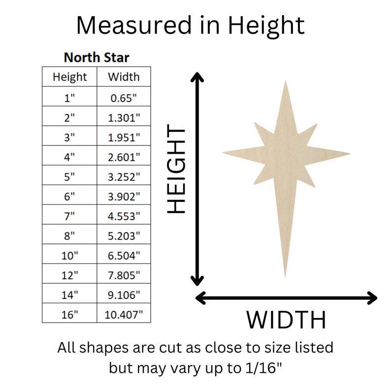 Unfinished Wooden North Star Wood Blank Cutout DIY Craft - Etsy