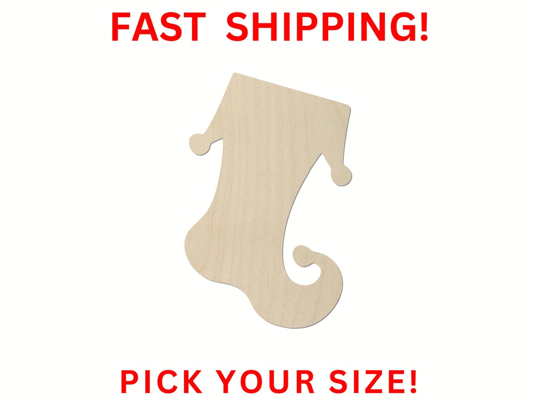 Unfinished Wooden Whimsical Stocking Shape 02 | Christmas Stocking Wood ...