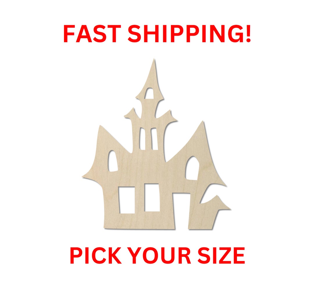 Unfinished Wooden Haunted House Shape 01 | Halloween Cutout | DIY Craft ...