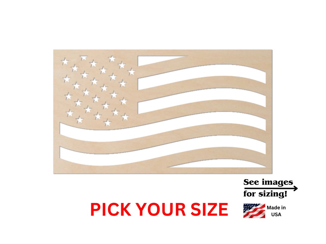 American Flag Shape | USA Flag Wood Cutout Shape | Laser Cut Blanks ...