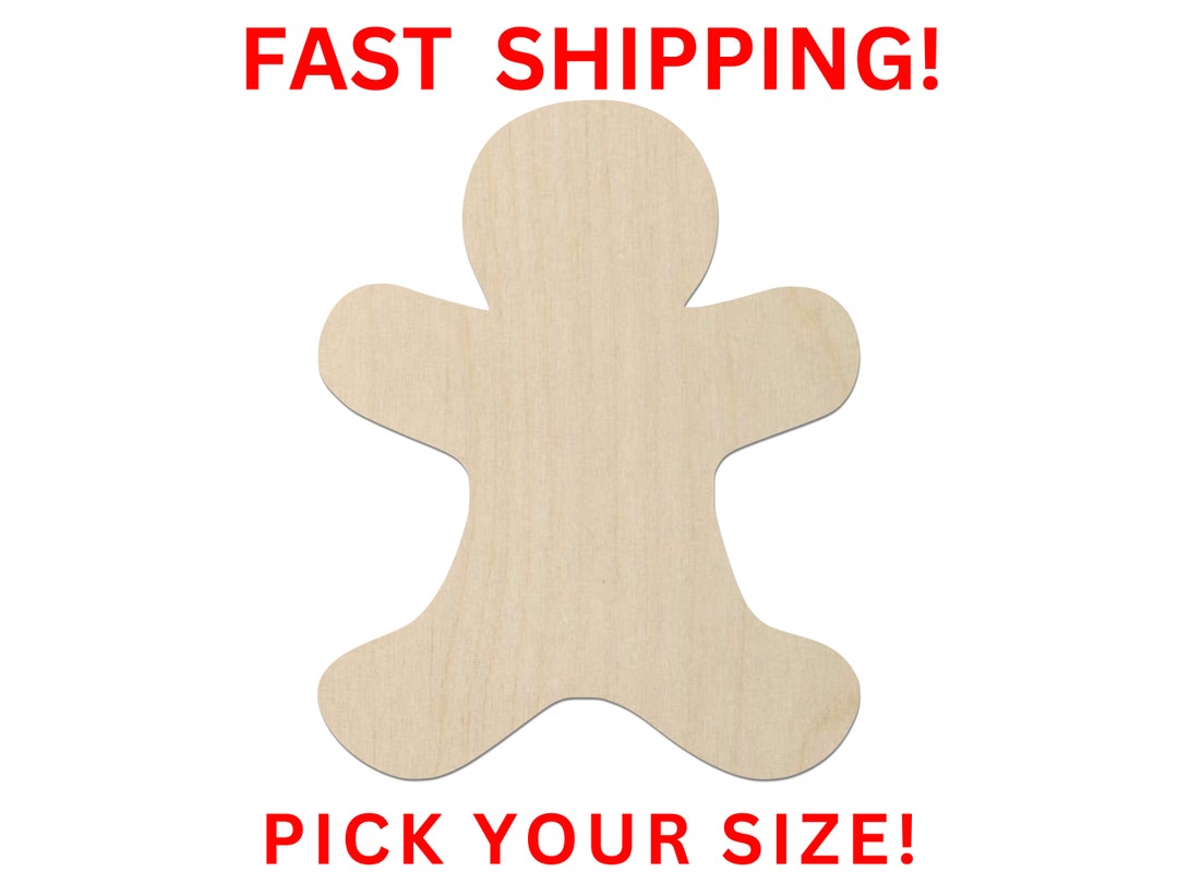 Unfinished Wooden Gingerbread Man Wood Blank | Gingerbread Wood Cutout ...