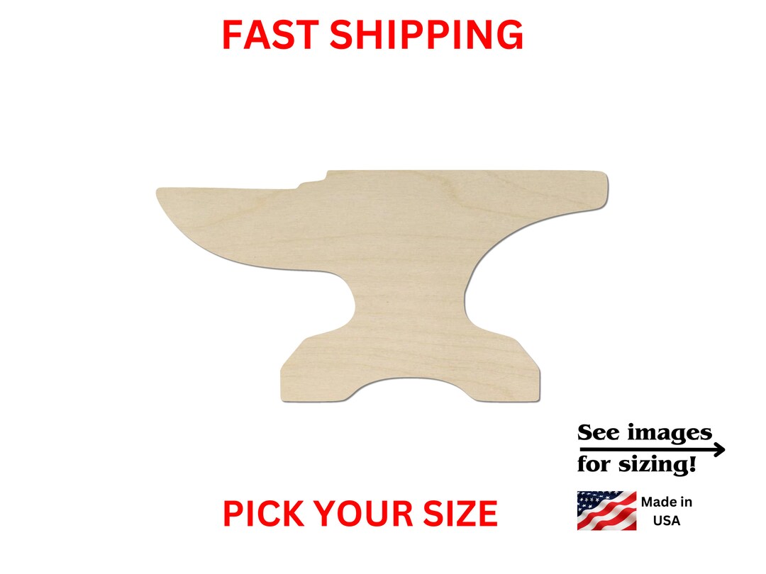 Unfinished Wooden Anvil Shape | Tool Cutout Shape | Laser Cut Blanks ...