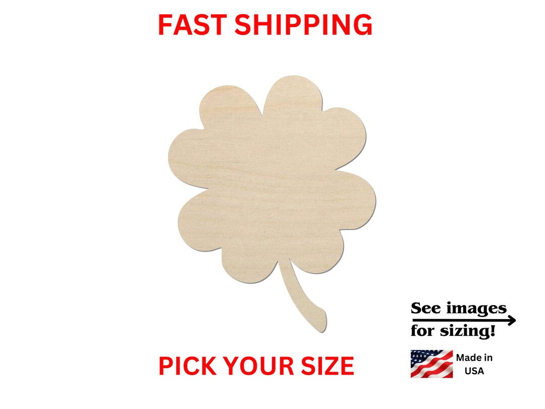 Unfinished Wooden Clover Blank | 4 Leaf Clover Wood Cutout Shape ...