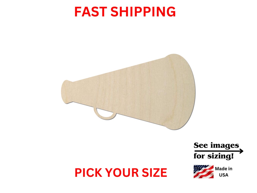 Unfinished Wooden Megaphone Shape | Bullhorn Blank Cutout | Craft ...