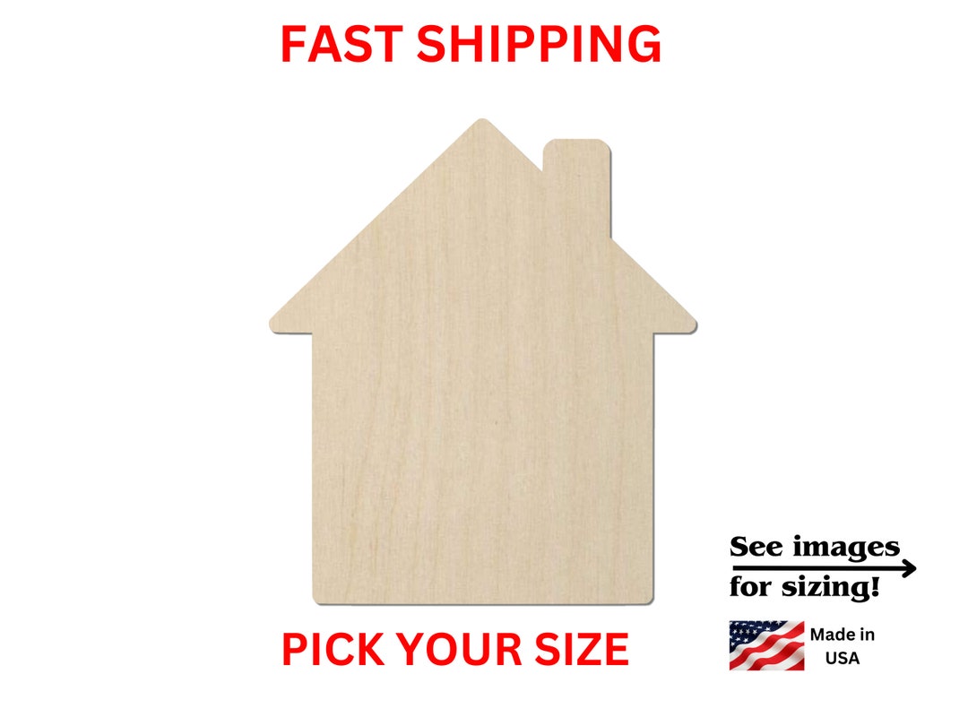 Unfinished Wooden House Shape | House Wood Cutout | Craft Supplies ...