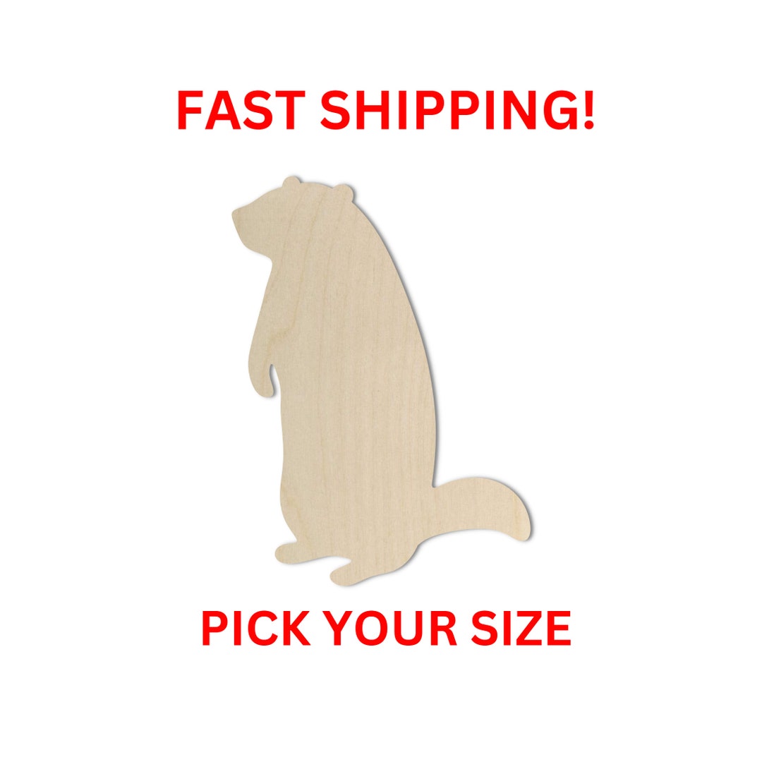 Unfinished Wooden Groundhog Shape | Groundhog Wood Cutout Shape | Laser ...