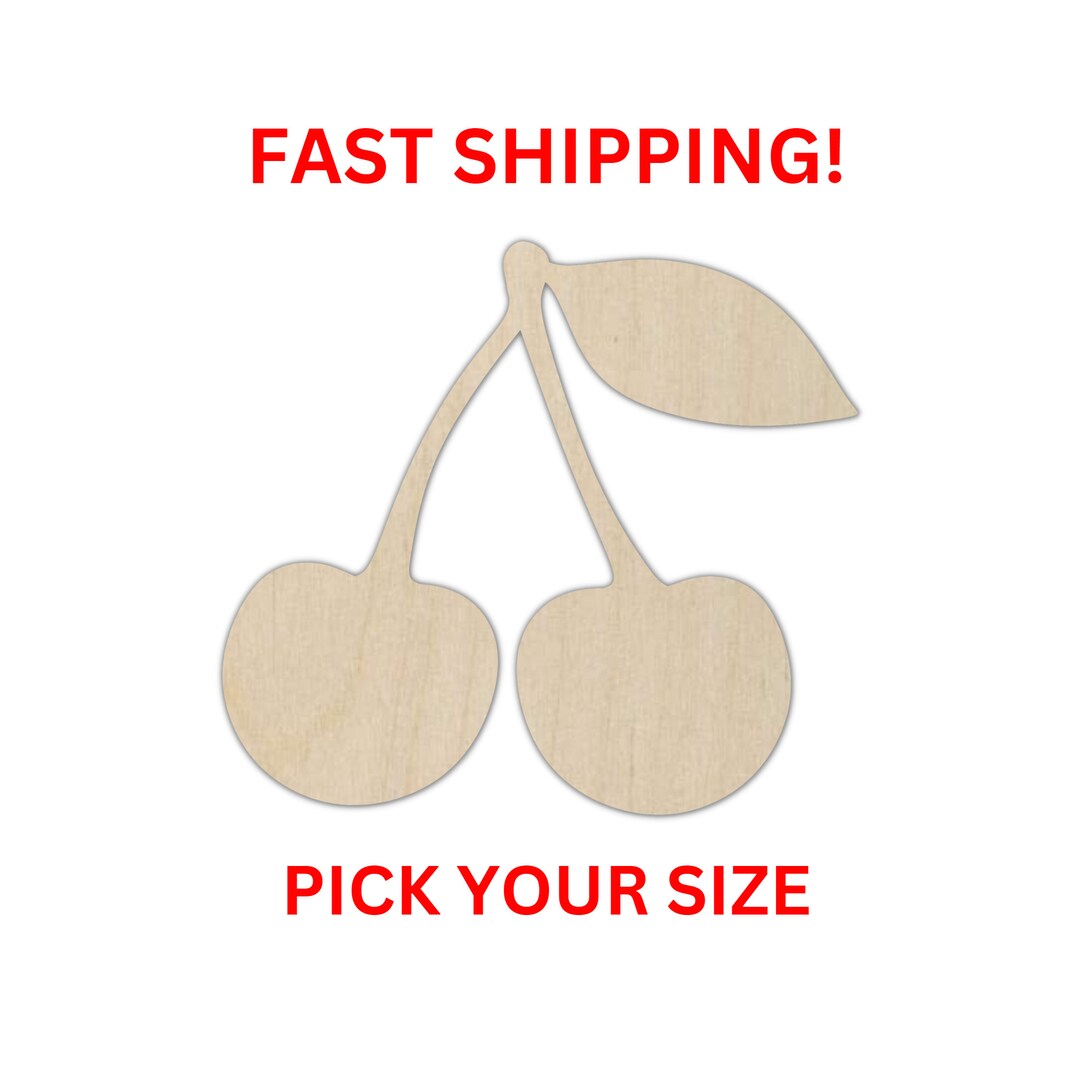 Unfinished Wooden Cherry Shape | Cherries Wood Cutout Shape | Laser Cut ...