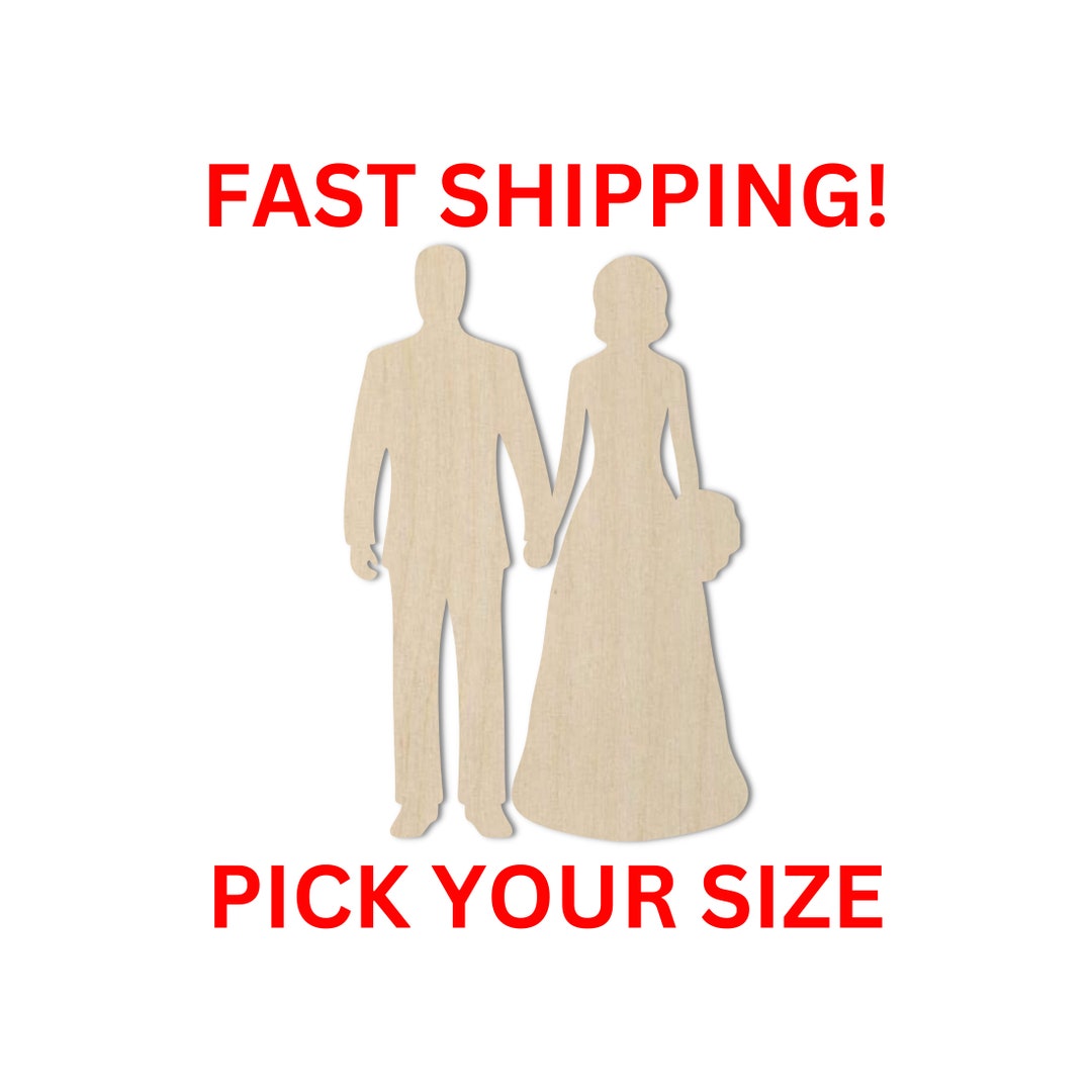 Unfinished Wooden Bride and Groom Shape | Wedding Blank Cutout | Craft ...