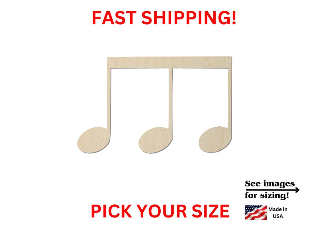 Unfinished Wooden Third Note Shape | Wood Music Note Cutout | Craft ...