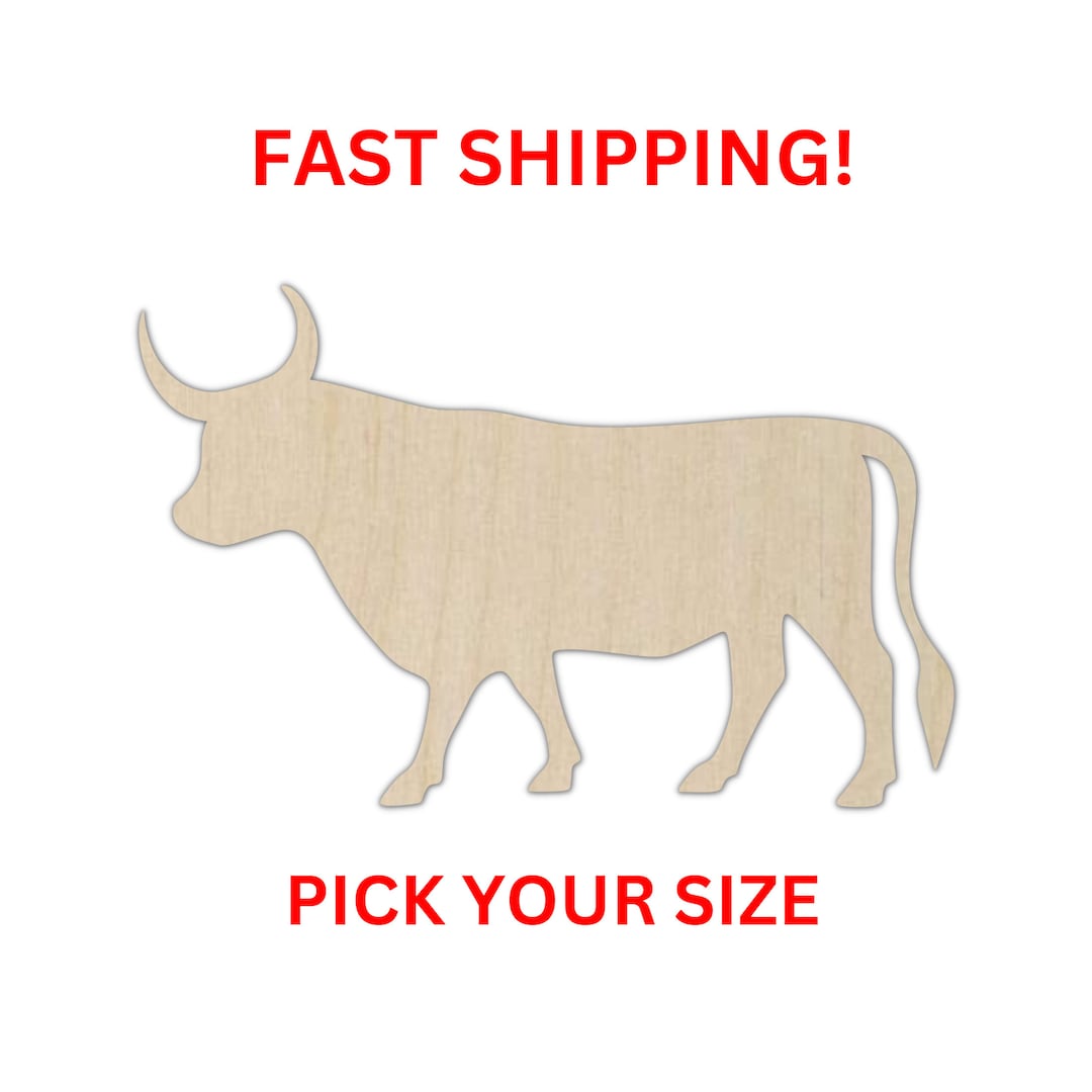 Unfinished Wooden Bull Shape 02 | Bull Wood Cutout Shape | Laser Cut ...