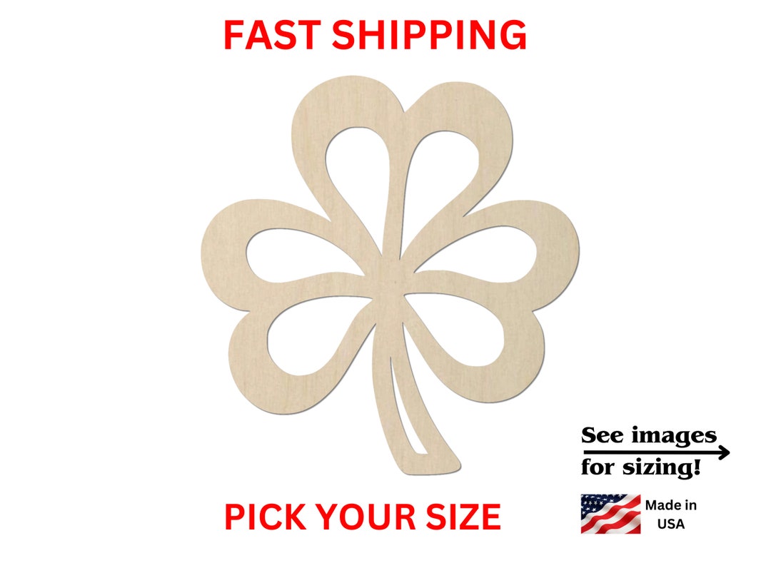 Unfinished Wooden Clover Shape | Clover Wood Cutout Shape | Laser Cut ...