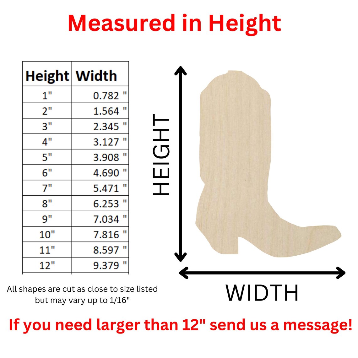 Unfinished Wooden Cowboy Boot Shape | Boot Blank Cutout | Craft ...
