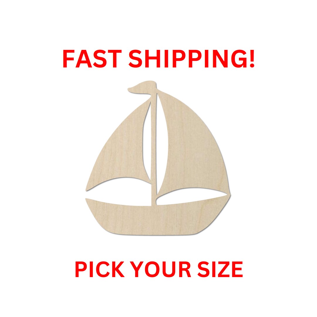 Unfinished Wooden Sailboat Shape - Pick Your Size - Nautical Sea Marine ...