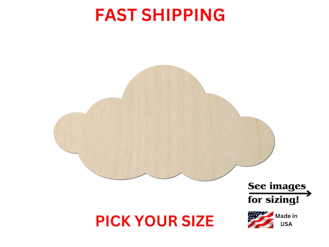 Unfinished Wooden Cloud Shape 01 | Cloud Blank Cutout | Craft Supplies ...
