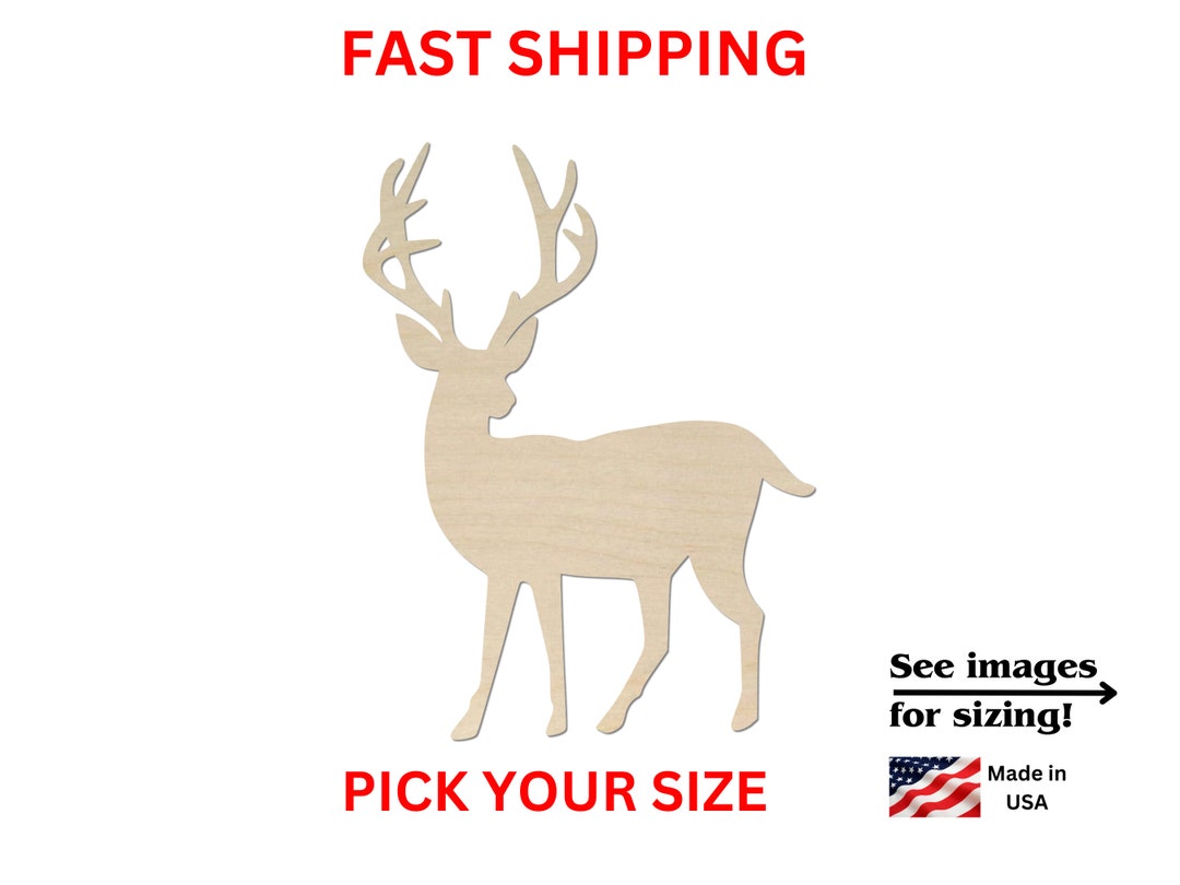 Unfinished Wooden Buck Deer Shape | Deer Wood Cutout Shape | Laser Cut ...