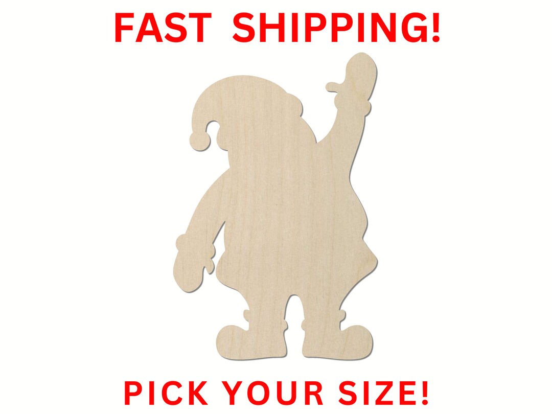 Unfinished Wooden Santa Shape | Wood Cutout Santa Shape | Laser Cut ...