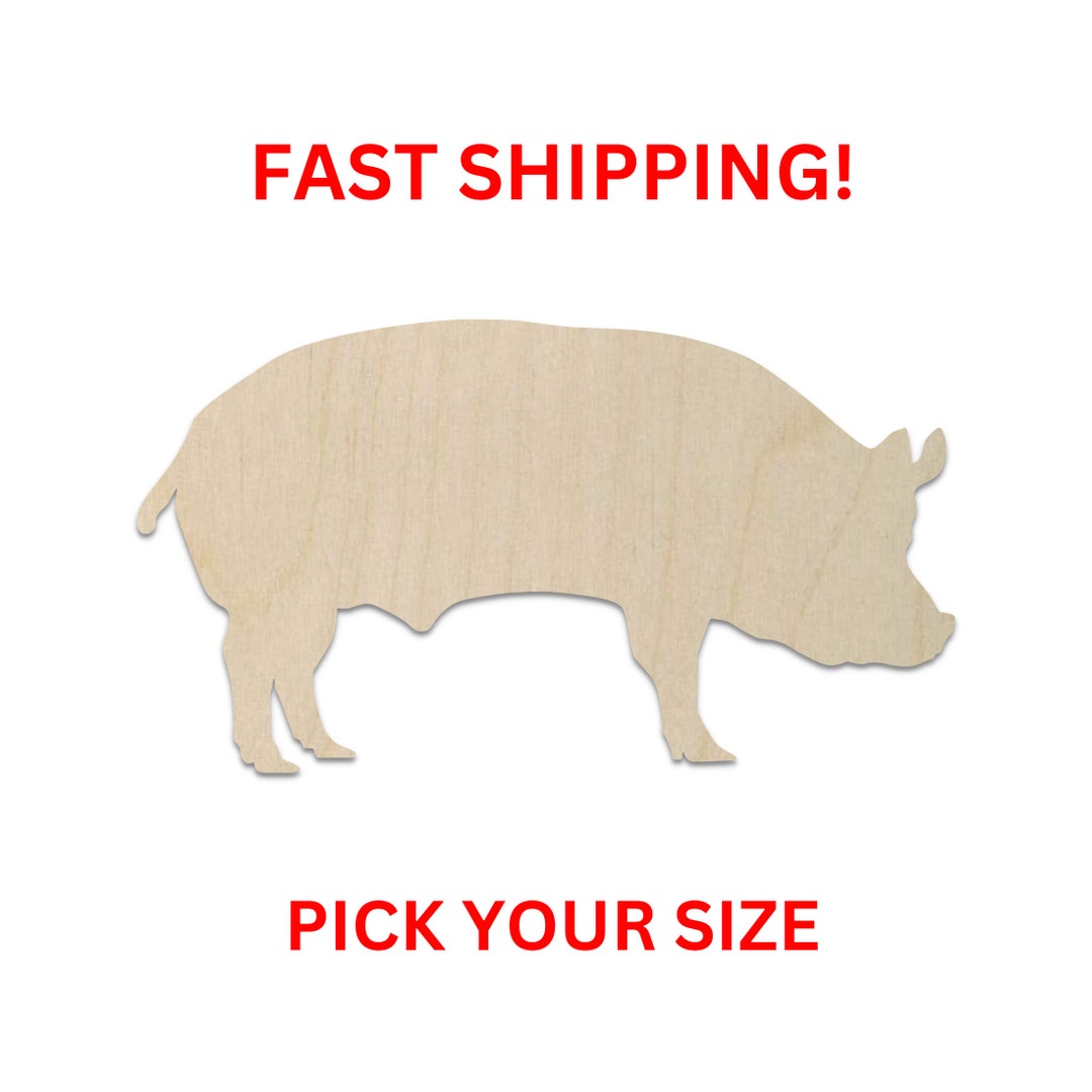 Unfinished Wooden Pig Shape | Pig Wood Cutout Shape | Laser Cut Blanks ...