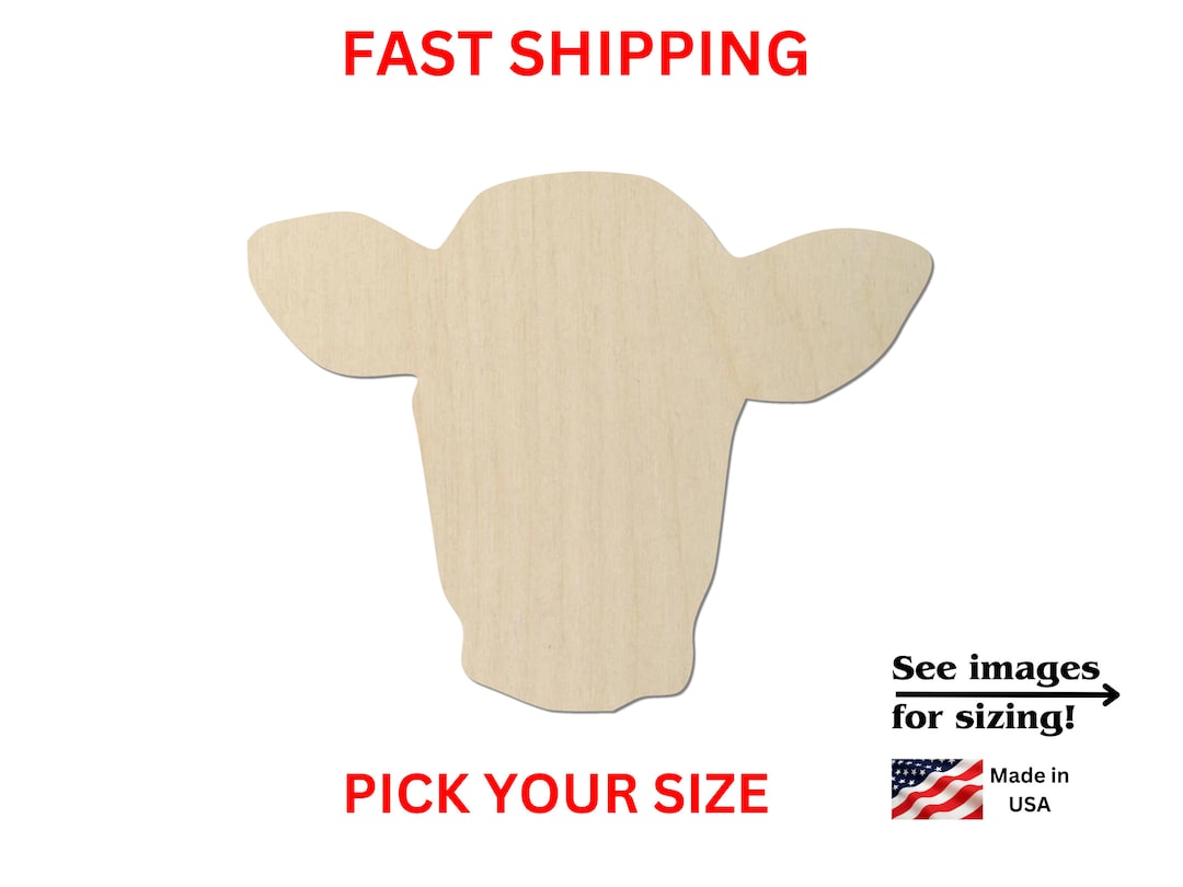 Unfinished Wooden Steer Cow Head Shape | Cow Head Wood Cutout Shape ...