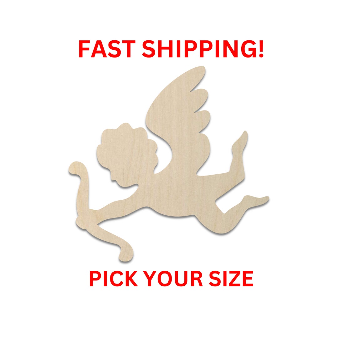 Unfinished Wooden Cupid Shape | Valentine's Day | Cupid Love Cutout ...