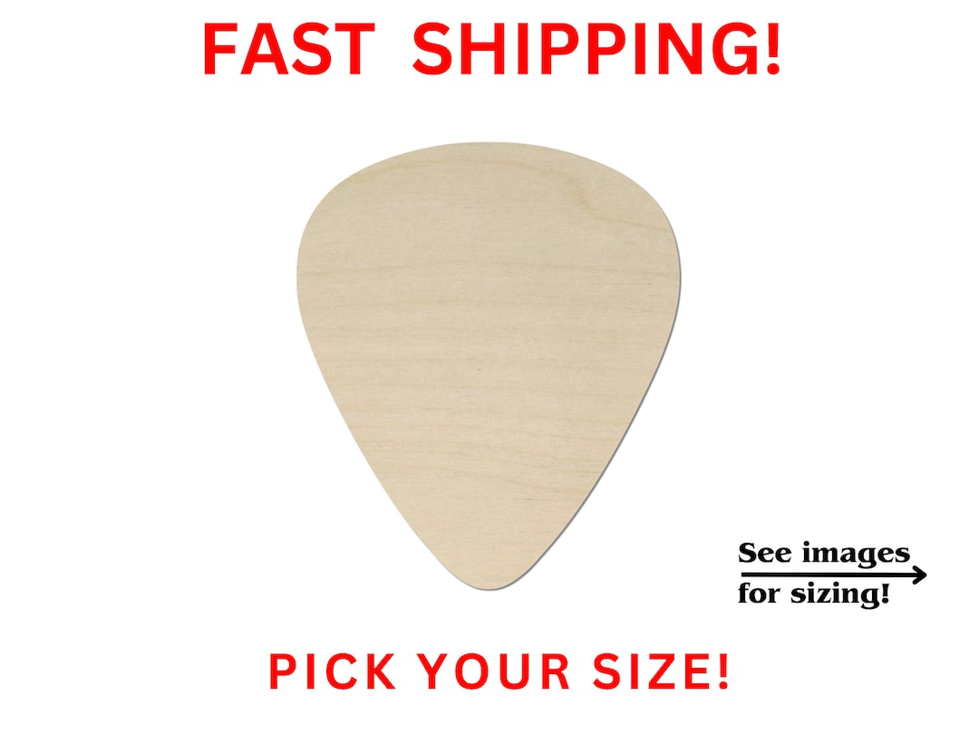 Unfinished Wooden Guitar Pick Shape Wood Pick Cutouts Craft Supplies ...