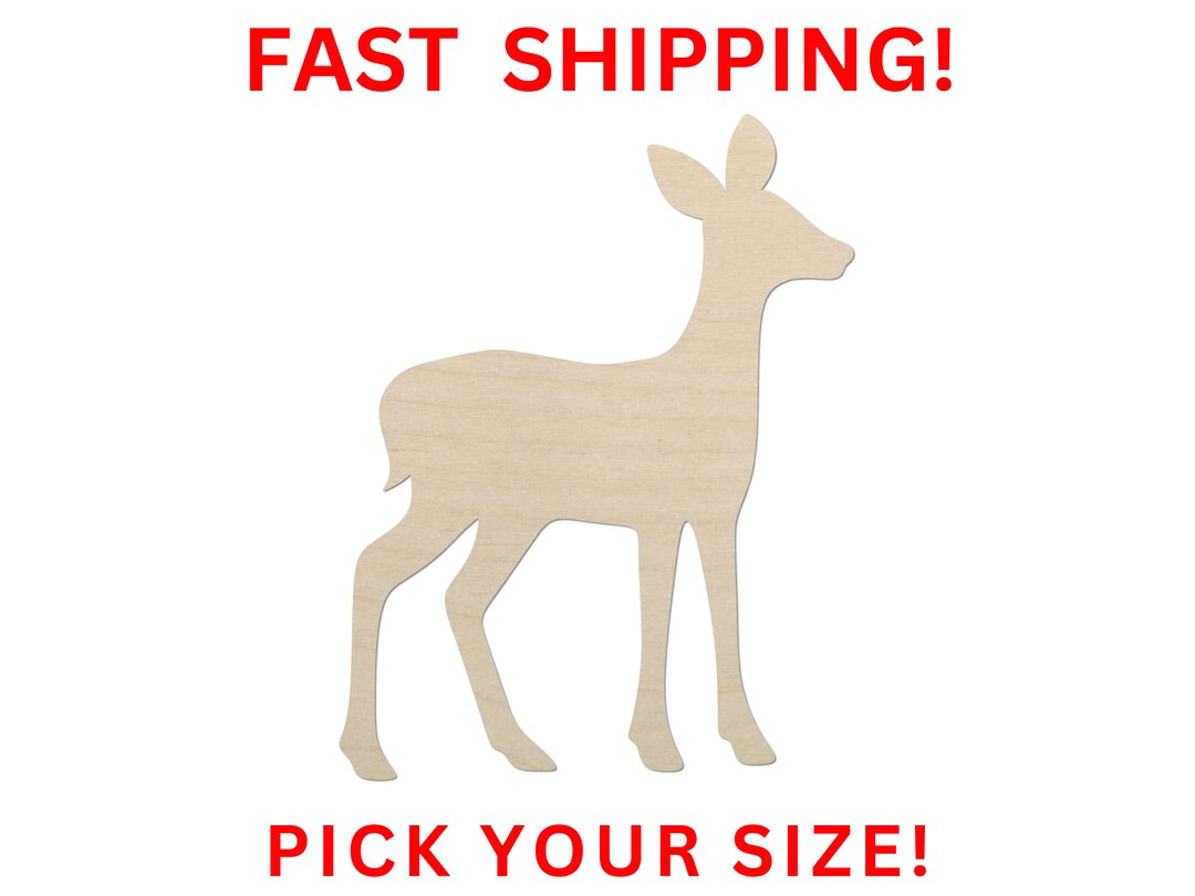 Unfinished Wooden Fawn Shape | Fawn Wood Cutout Shape | Laser Cut ...