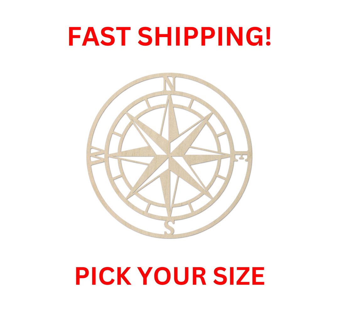 Unfinished Wooden Compass Star Shape | Compass Rose | Craft Supplies ...
