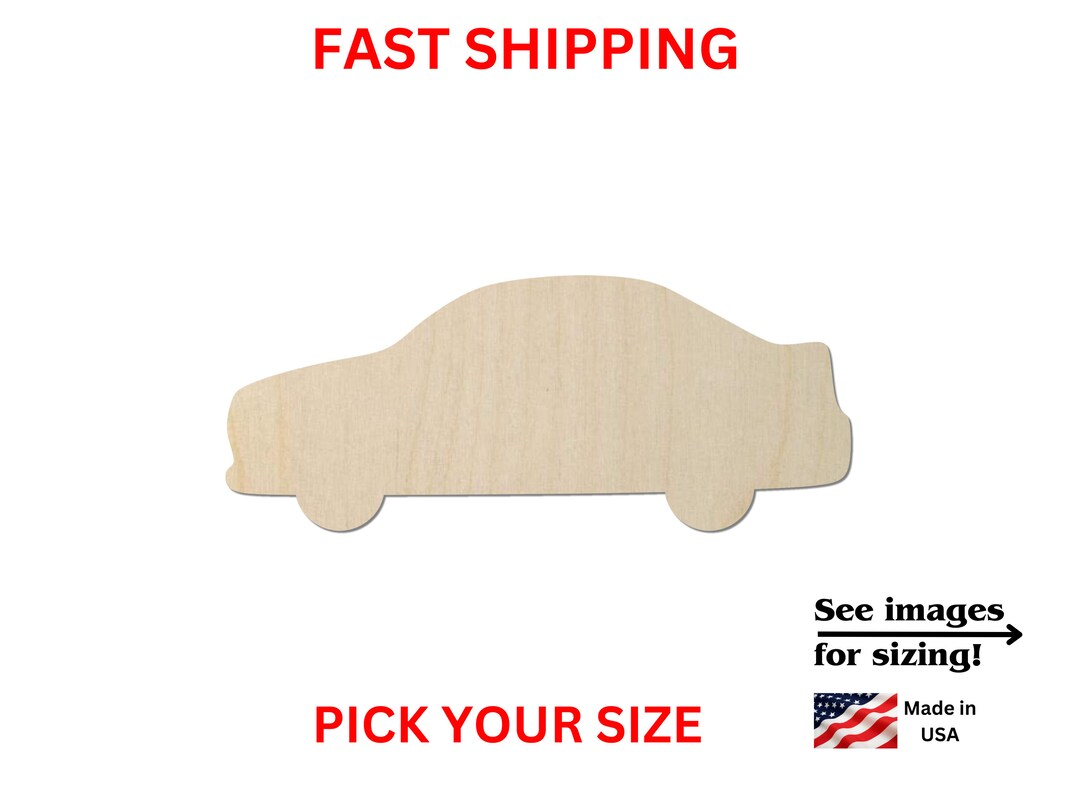 Unfinished Wooden Car Shape | Vehicle Cutout | Crafting Supplies | Bulk ...