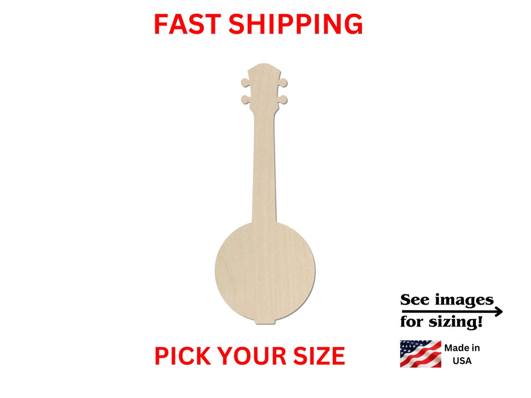 Unfinished Wooden Banjo Shape | Wood Banjo Cutout | Band Craft Supplies ...