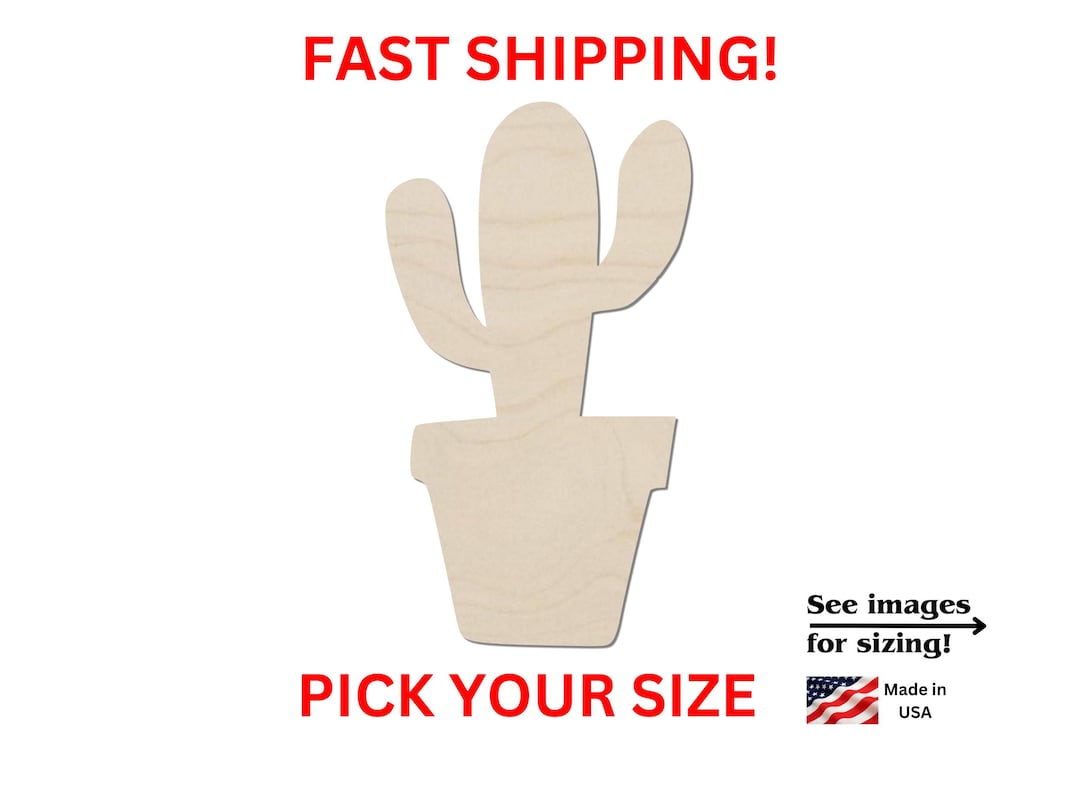 Unfinished Wooden Cactus Blank | Cactus Wood Cutout Shape | Laser Cut ...