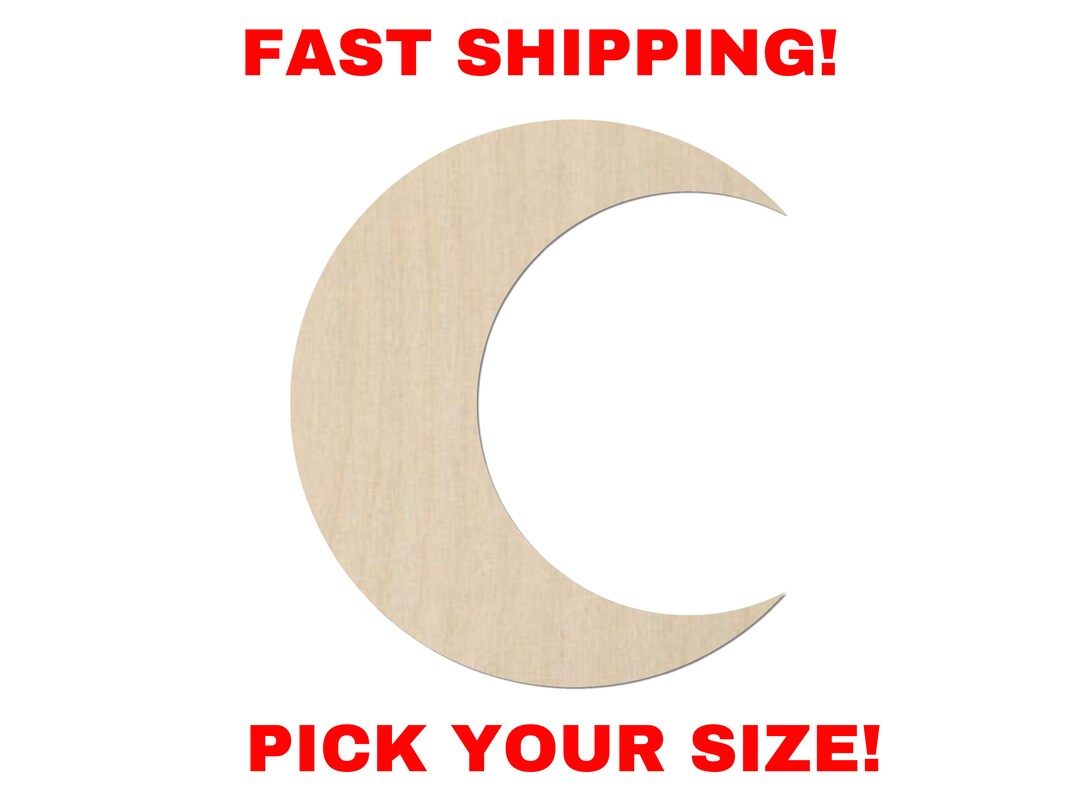 Unfinished Wooden Crescent Moon Shape Crescent Moon Blank Cutout Craft ...