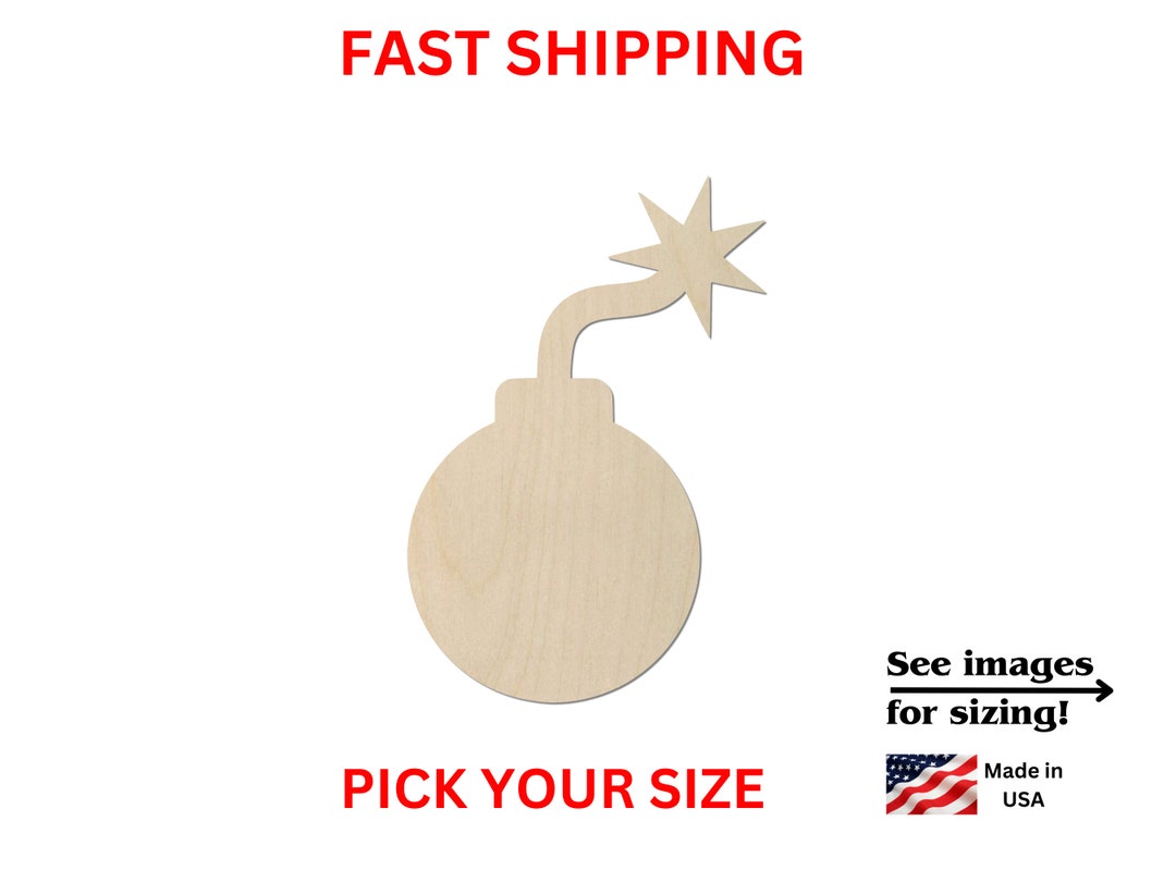 Unfinished Wooden Cartoon Bomb Shape Bomb Blank Cut Out Craft Supplies ...