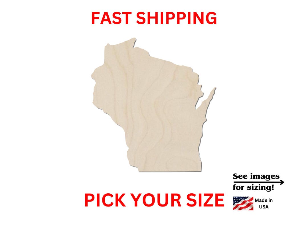 Unfinished Wooden Wisconsin State Shape | USA State Cutout | Crafting ...